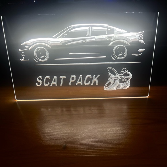 Other | Dodge Scat Pack Led Neon White Light Sign 8x12 | Poshmark